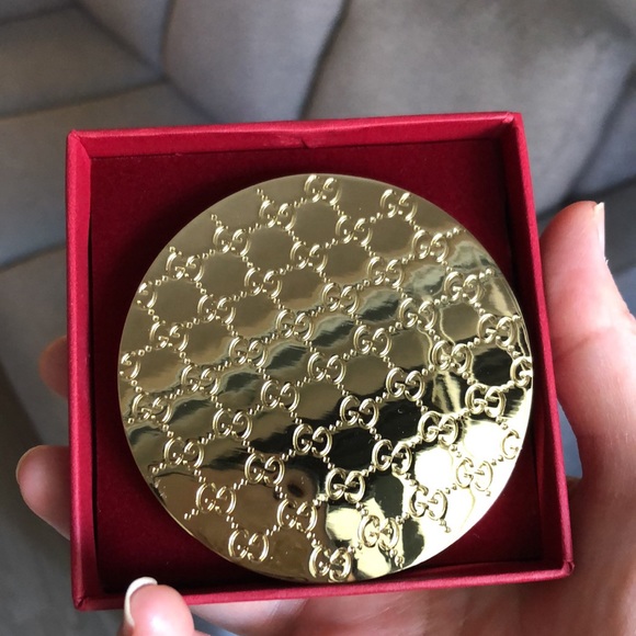 Gucci | Makeup | Gucci Gold Monogram Pocket Compact Folding Mirror ...